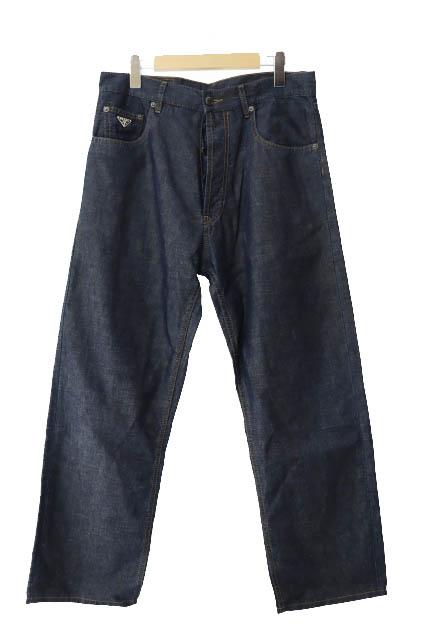 【中古】プラダ PRADA 24SS トライアングル 三角ロゴ プレート 5ポケット デニム パンツ ジーンズ GEP374 31 251120