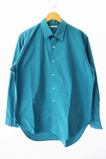 【中古】HEUGN ユーゲン Alan アラン レギュラーカラー 長袖シャツ SHIRT019 3 グリーン●