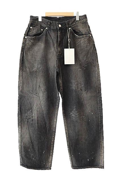 【中古】ANCELLM アンセルム 25AW AGING01 BLACK ダメージ加工 ワイド デニム パンツ ジーンズ ANC-PT97 2 黒■251102