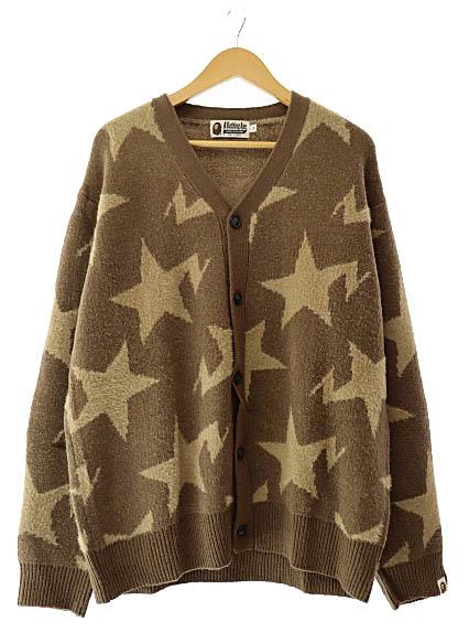 【中古】アベイシングエイプ A BATHING APE STA PATTERN RELAXED FIT KNIT CARDIGAN ニット カーディガン S 251108