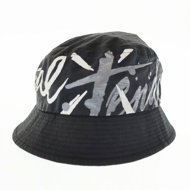 【中古】テンダーロイン TENDERLOIN 21SS NYLON BUCKET HAT ロゴ プリント バケット ハット 帽子 L 黒 ブラック▲