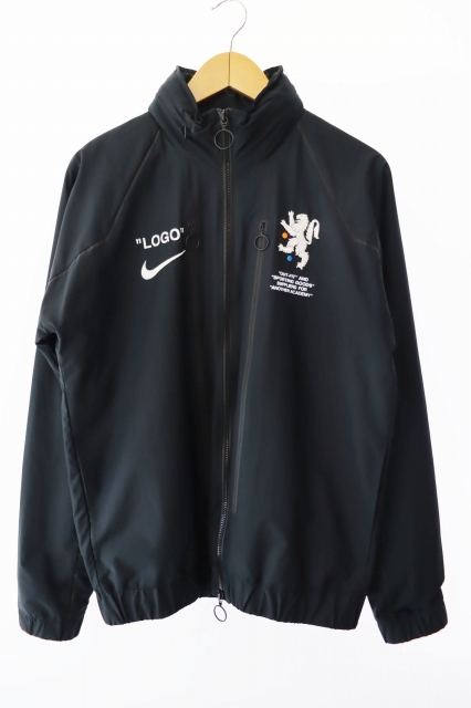 【中古】ナイキ NIKE LAB ラボ × Off-White オフホワイト 18SS ロゴ刺繍 トラック ジャケット AA3298-010 XS 黒