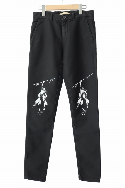 【中古】オフホワイト OFF WHITE 膝プリント パンツ 28 黒 ブラック ブランド古着ベクトル 中古 ■251126 メンズ