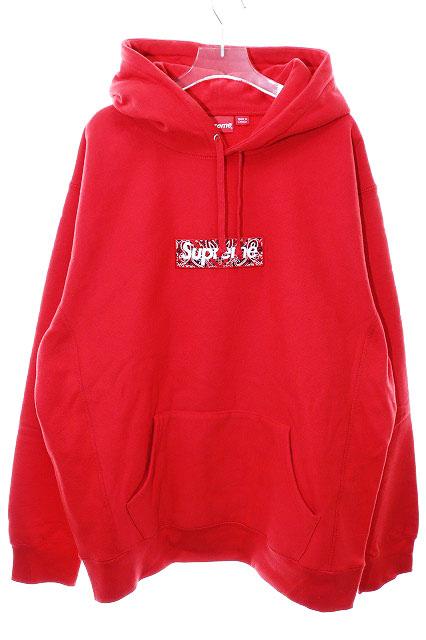 【中古】シュプリーム SUPREME 19AW BANDANA BOX LOGO HOODED SWEATSHIRT RED XL ボックスロゴ ☆AA★241101