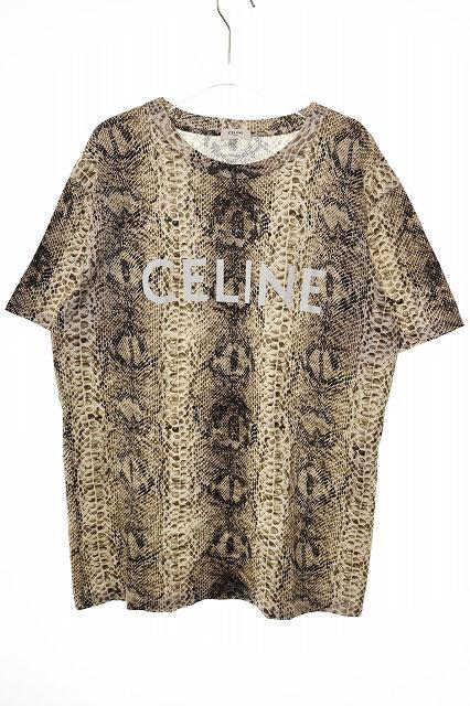 【中古】セリーヌ CELINE 22SS SERPENT PYTHON PRINT LOGO LOOSE TEE XS 2X681307H パイソン Tシャツ ☆AA★250312