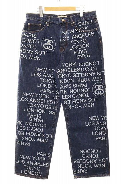 【中古】ステューシー STUSSY 24SS CITY LINKS BIG OL JEANS ONEWASH SIZE32 バギー デニム パンツ 総柄 ■ 241129