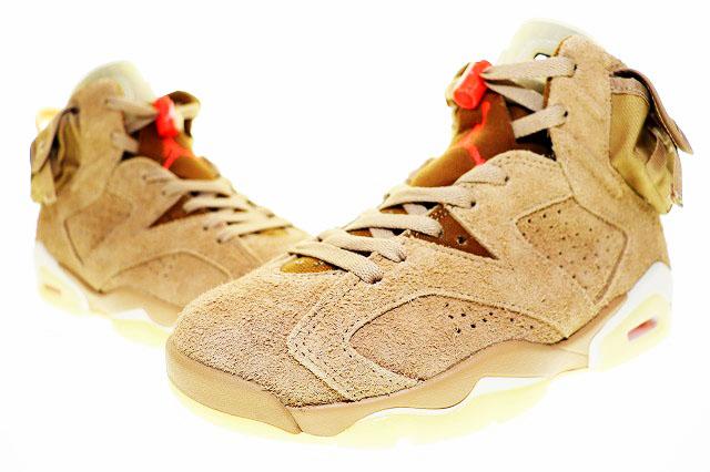 【中古】ナイキ NIKE AIR JORDAN 6 RETRO SP BRITISH KHAKI 2021 24cm TRAVIS SCOTT エア ジョーダン VI レトロ