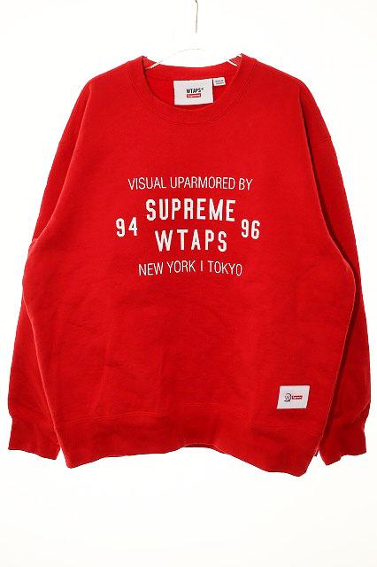【中古】シュプリーム SUPREME × WTAPS 21AW CREWNECK RED M ダブルタップス クルーネック スウェット ☆AA★250312