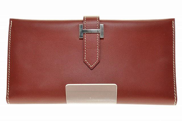 【中古】エルメス HERMES ベアンクラシック レザー 金金具 長財布 二つ折り 小銭 カード マット ☆AA★▲■250425