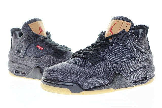 【中古】ナイキ NIKE AIR JORDAN 4 RETRO LEVIS NRG BLACK DENIM エア ジョーダン レトロ リーバイス ブラック デニム ▲■250318