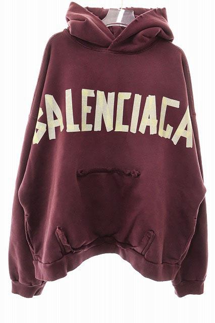 【中古】バレンシアガ BALENCIAGA 23SS TAPE TYPE RIPPED POCKET HOODIE M 744441 TOVB9 フーディ ☆AA★250407