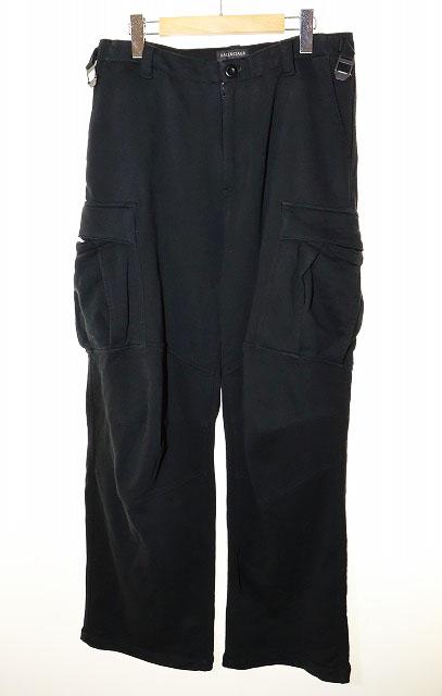 【中古】バレンシアガ BALENCIAGA 22AW KICK CARGO PANTS BLACK XXS 720243 TIVF5 スウェット パンツ☆AA★250406