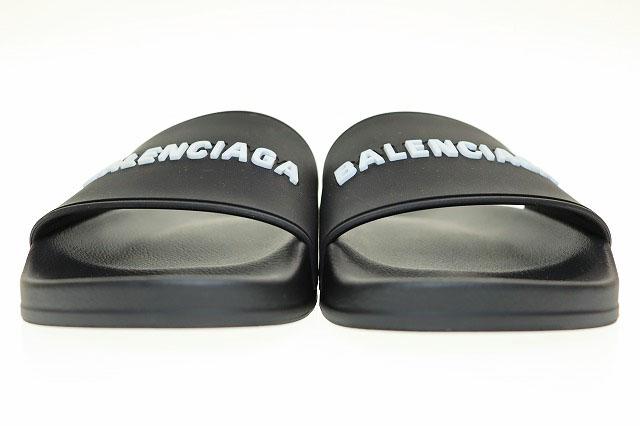【中古】バレンシアガ BALENCIAGA POOL SLIDE BLACK プール スライド サンダル 3D ロゴ ブラック 黒 ☆AA★▲■250531 バレンシアガ BALENCIAGA POOL SLIDE BLACK プール スライド サンダル