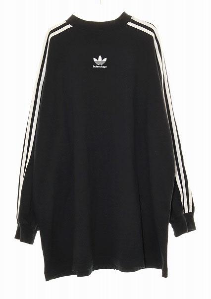 【中古】バレンシアガ BALENCIAGA × adidas 23SS L/S TEE BLACK SIZE1 アディダス コラボ 長袖 Tシャツ ☆AA★250430