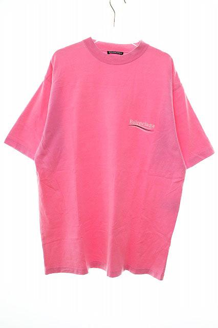 【中古】バレンシアガ BALENCIAGA POLITICAL CAMPAIGN PINK XXS 641675 TJVF7 ロゴ Tシャツ ☆AA★250725