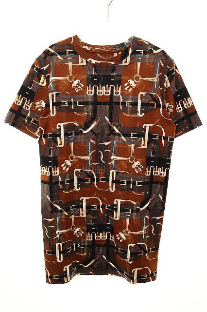 【中古】エルメス HERMES カットワンピース SIZE 34 97-7308 ミニ丈 半袖 総柄 ブラウン ☆AA★●250729 レディース