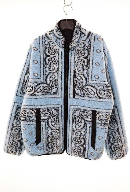 【中古】シュプリーム SUPREME 19AW REVERSIBLE BANDANA FLEECE JACKET BLUE L リバーシブル ☆AA★250803