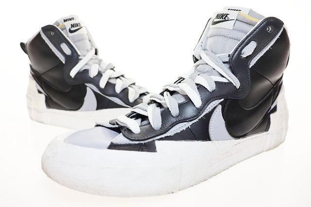【中古】ナイキ NIKE × sacai BLAZER MID WOLF GREY BLACK 28.5cm BV0072-002 サカイ ブレザー ミッド ▲■250903