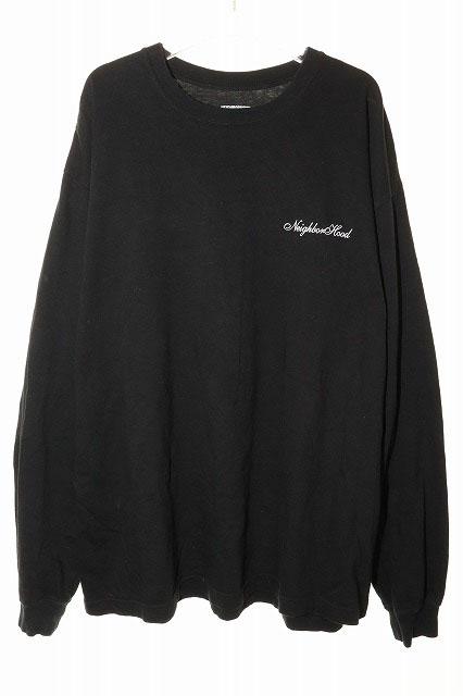 【中古】ネイバーフッド NEIGHBORHOOD 胸ロゴ 刺繍 長袖 Tシャツ ロンT ブラック 黒 XL ☆AA★250927 メンズ