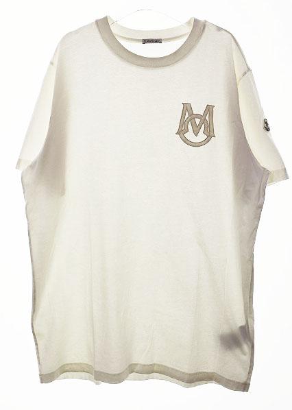【中古】モンクレール MONCLER S/S LOGO T-SHIRT WHITE XXL K20918C00034 ロゴ パッチ Tシャツ ホワイト 半袖 刺繍