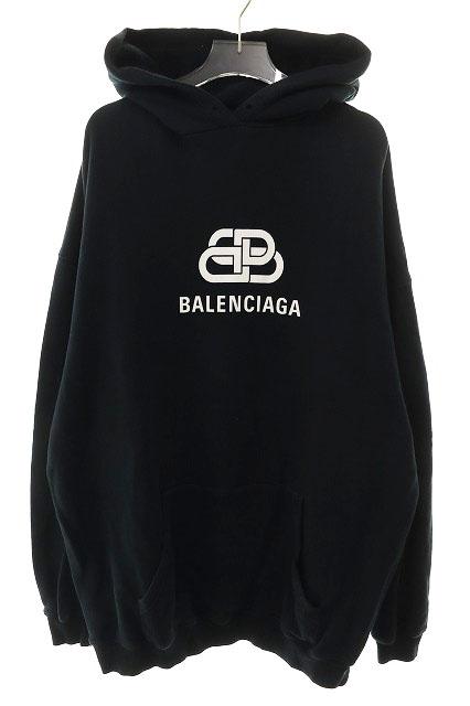 【中古】バレンシアガ BALENCIAGA BB LOGO PRINTED HOODIE BLACK M 570792 TEV19 BBロゴ  フーディ ☆AA★251108