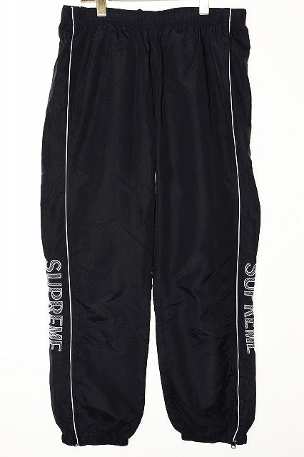 【中古】シュプリーム SUPREME 17SS STRIPED LOGO WARM PANTS BLACK ストライプド ロゴ ウォーム パンツ ナイロン