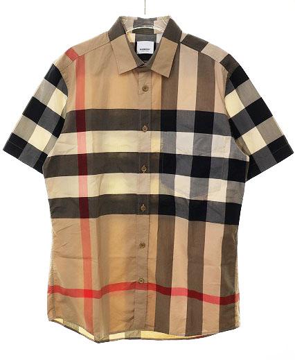 【中古】バーバリー BURBERRY SOMERTON S/S SHIRT BROWN M 8017322 サマートン 半袖 シャツ チェック 胸ポケット