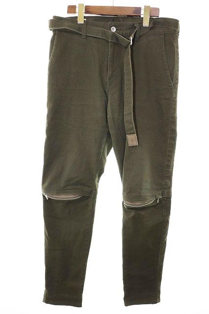 【中古】サカイ sacai 22SS KNEE ZIP DENIM PANTS GREEN SIZE 2 22-02834M ニ— ジップ ベルテッド デニム 251001