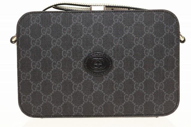 【中古】グッチ GUCCI HARD TRUNK CROSSBODY BAG BLACK GGスプリーム ハード トランク ☆AA★●▲■251025