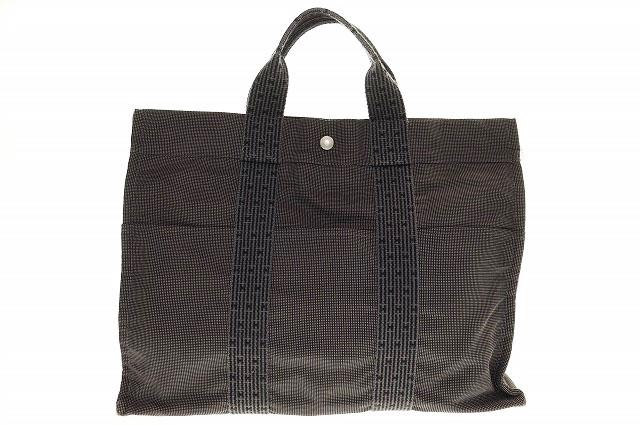 【中古】エルメス HERMES エールラインMM トートバッグ キャンバス グレー ☆AA★●▲251010 メンズ レディース