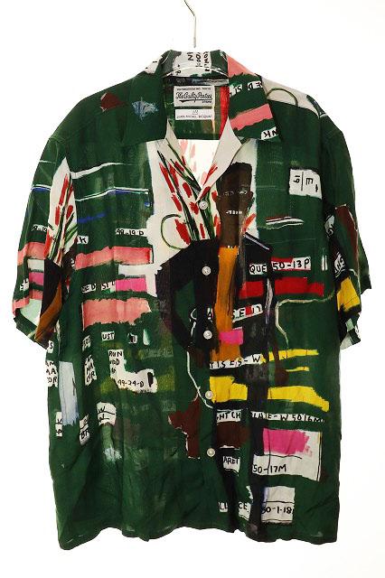 【中古】ワコマリア WACKO MARIA × JEAN-MICHEL BASQUIAT 21SS HAWAIIAN SHIRT M ジャン ミシェル ☆AA★251011