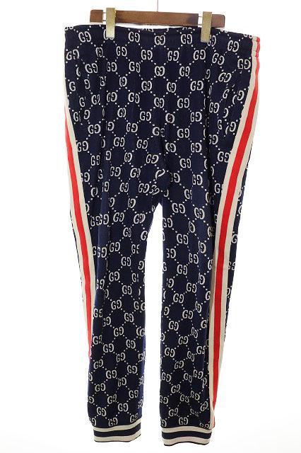 【中古】グッチ GUCCI 18AW GG JACQUARD SWEAT PANTS NAVY XL 496920-X9V05 ジョギング パンツ ☆AA★251006