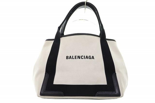 【中古】バレンシアガ BALENCIAGA NAVY CABAS S ネイビーカバ トートバッグ ハンドバッグ レザー ☆AA★●▲251010