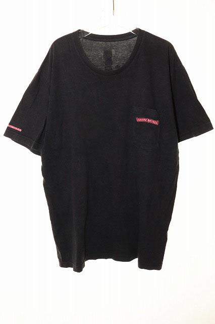 【中古】クロムハーツ CHROME HEARTS NEON PINK STRIPE LOGO TEE BLACK XL 2212-304-0788 ネオンピンク ☆AA★251014