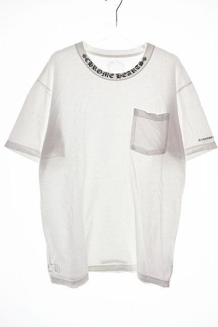 【中古】クロムハーツ CHROME HEARTS NECK LOGO S/S TEE WHITE L 2212-304-0010 ネック ロゴ Tシャツ ☆AA★251014