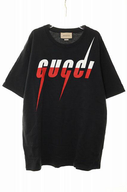 【中古】グッチ GUCCI ブレード プリント Tシャツ 565806 XJAZY XL ロゴ イタリア製 半袖 ブラック ☆AA★250927