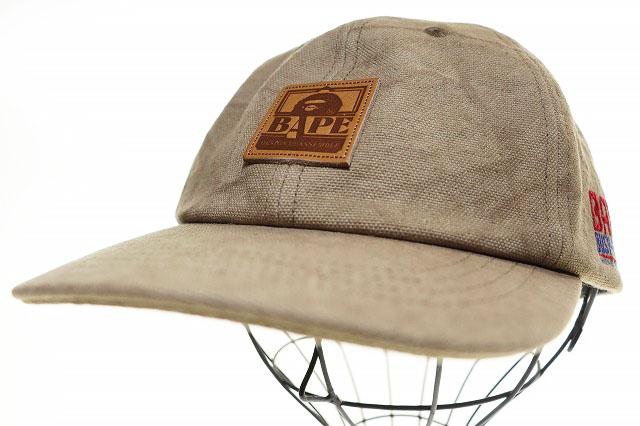 【中古】アベイシングエイプ A BATHING APE 25SS WASHED CANVAS CAP BEIGE FREE キャップ ☆AA★▲■251101
