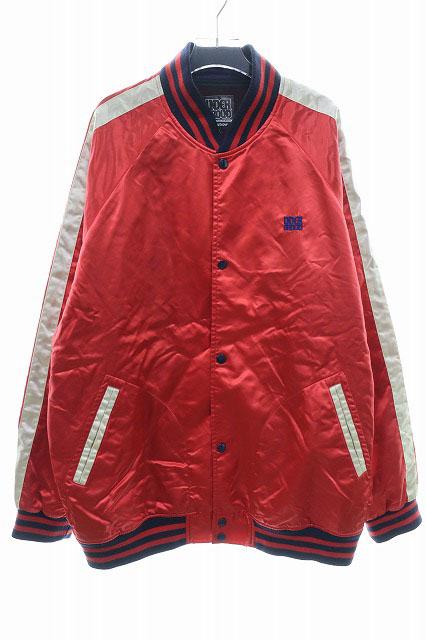 【中古】ナイトロウ NITROW サテン スカジャン XL バックロゴ ワッペン レッド ●251204 メンズ