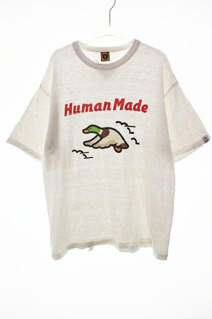 【中古】ヒューマンメイド HUMAN MADE T-SHIRT ＃2302 ダック プリント Tシャツ ホワイト XL ロゴ 半袖 ☆AA★251101