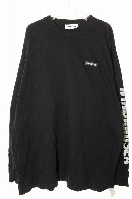 【中古】ウィンダンシー WIND AND SEA ラバーロゴ ロンT XL 袖ロゴ 長袖 ブラック 黒 251007 メンズ