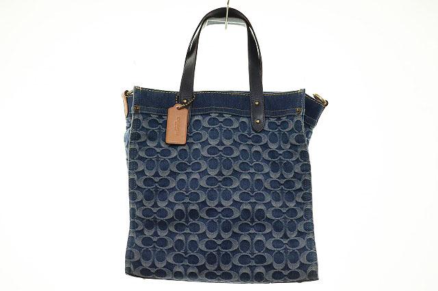【中古】コーチ COACH フィールド トート シグネチャー デニム CA108 ショルダー バッグ 総柄 ☆AA★●▲■251106