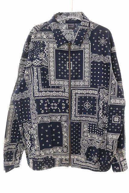 【中古】アップルバム APPLEBUM INDIGO PAISLEY ZIP UP SHIRT JACKET XL NAVY インディゴ ペイズリー ジップ 251011