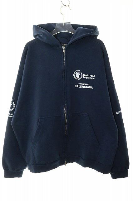 【中古】バレンシアガ BALENCIAGA WFP WORLD FOOD PROGRAMME NAVY L 770939 TQVB7 ジップ パーカー ☆AA★251109