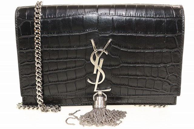 【中古】イヴサンローラン YVES SAINT LAURENT ケイト レザー チェーンウォレット タッセルスモール ☆AA★▲■251211
