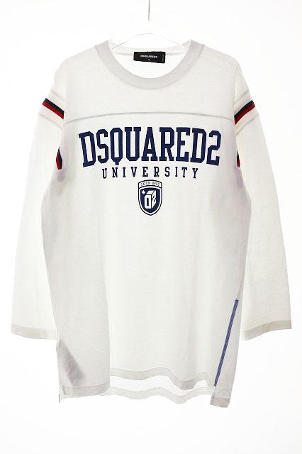 【中古】ディースクエアード DSQUARED2 VARSITY FIT TEE WHITE S S74GD1148 S20694 フロント ロゴ ロンT 長袖 251207