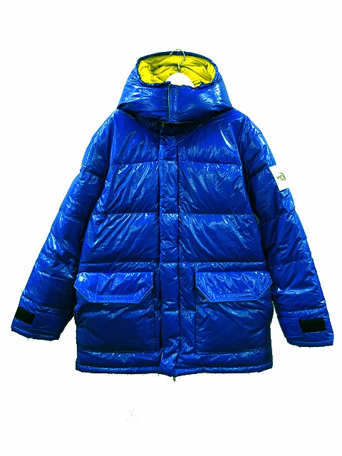 【中古】ザノースフェイス THE NORTH FACE RIPSTOP DOWN PARKA ダウンジャケット XL ブルー イエロー ジップアップ