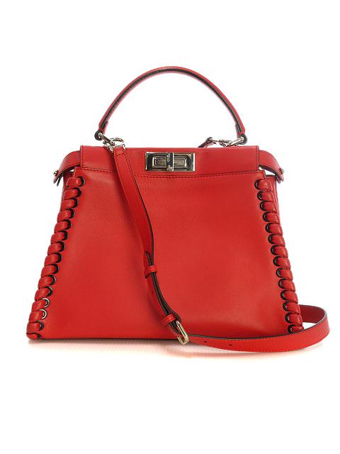 【中古】フェンディ FENDI ピーカブー レギュラー 2way ハンドバッグ ショルダー 赤 レッド レザー 革 手持ち鞄