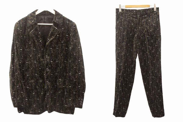 【中古】コムデギャルソンオムプリュス COMME des GARCONS HOMME PLUS ベロア ストライプ セットアップ L ブラウン