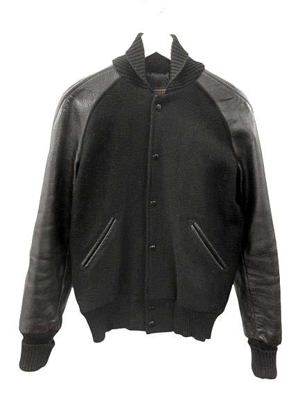 【中古】スクーカム SKOOKUM 袖レザー スタジャン USA製 ブラック レザー切替 アウター メンズ