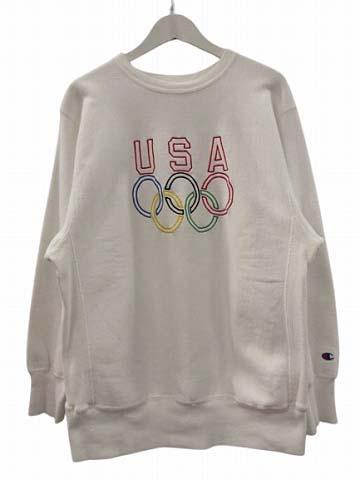 【中古】チャンピオン CHAMPION 90s リバースウィーブ スウェット トレーナー オリンピック ヴィンテージ 白 XL